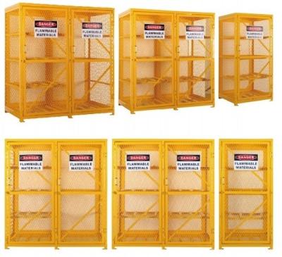 China LPG Gas Cylinder Storage Cabinet 4-18 lb Capacity OSHA NFPA Compliant Safety Yellow Steel for sale