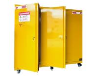 China FM Fire Rated Steel Chemical Storage Cabinet 3 Point Lock 4 Shelves Gray for sale