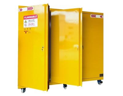 China FM Fire Rated Steel Chemical Storage Cabinet 3 Point Lock 4 Shelves Gray for sale