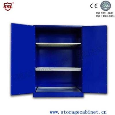 China Blue Chemical Liquid Sulfuric Corrosive Storage Cabinet 45 Gallon 2 Door Steel for sale