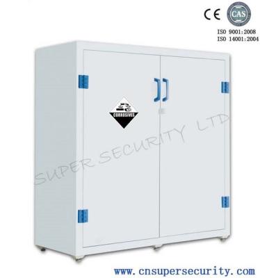 China Vertical Polypropylene Acid Alkaline Corrosive Storage Cabinet 30 Gallon 2 Fixed Shelves Dual Door for sale