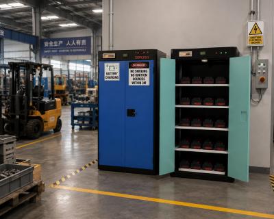 China EN Lithium Battery Charging Cabinet 2000x1200x520mm FM6050 Fire Rated Safe Charging Storage for sale