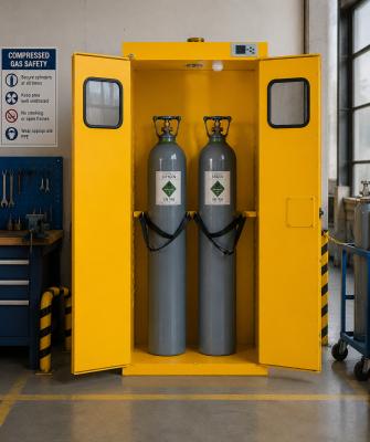 China Gas Cylinder Storage Cabinet 75 mm Vent 1-4 Cylinders Heavy Duty Steel for sale