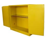 China 30 Gallon Flammable Liquid Storage Cabinet Yellow 18 Gauge Steel 44x43x18 Inch for sale