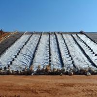 China Geotextile is a water permeable geosynthetic material made of synthetic fibers by needling or weaving Geotextile is one new material of geosynthetics The finished product is cloth like with a width for sale