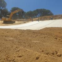 China Geotextile is a water permeable geosynthetic material made of synthetic fibers by needling or weaving Geotextile is one new material of geosynthetics The finished product is cloth like with a width for sale