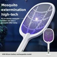 China JZ UV Light 3000V High Power 2-in-1 Rechargeable Pest Control Fly Catcher Anti Mosquito Killer Lamp Mosquito Swatter for sale