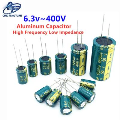 China 400V 22μF 8*16 Aluminium Electrolytic Capacitor 16V/25V 220μF High-Frequency Low ESR Through-Hole Electrolytic Capacitor for sale