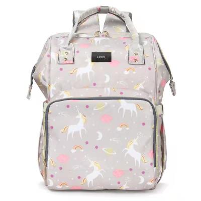 China Fashion Backpack Multi-functional Print Mother Bag Large Capacity Baby Diaper Bag With Stroller Strap For Mom for sale