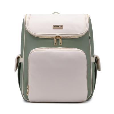 China New Large-capacity PU Leather Diaper Bag Waterproof Shoulder Mommy Backpack With Stroller Strap For Mom for sale