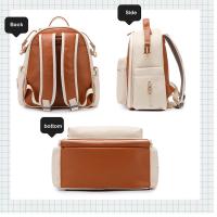 China New PU Leather Mommy Nappy Bag Portable Baby Bottle Backpack Multifunction Travel Maternity Diaper Bag witth Stroller Strap for sale