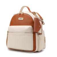 China New PU Leather Mommy Nappy Bag Portable Baby Bottle Backpack Multifunction Travel Maternity Diaper Bag witth Stroller Strap for sale