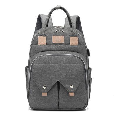 China Large Capacity Mom Baby Bag Multi-function Waterproof Outdoor Travel Diaper Bag With USB Charging For Baby Care for sale