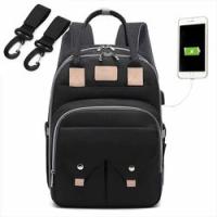 China Large Capacity Mom Baby Bag Multi-function Waterproof Outdoor Travel Diaper Bag With USB Charging For Baby Care for sale