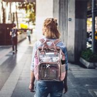 China 23L PTU Oxford Transparent Diaper Bag Backpack for sale