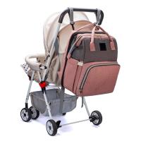 China Striped Travel Waterproof Nylon Cloth Diaper Bag Backpack 1150g for sale