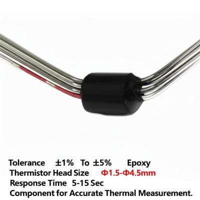 China Tolerance ±1% To ±5% Epoxy Thermistor Head Size Φ1.5-Φ4.5mm Response Time 5-15 Sec Component for Accurate Thermal Measurement for sale