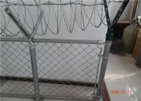 China Pressed Steel Galvanized Wire Chain Link Fence With Barbed Wire V Arm On Top for sale