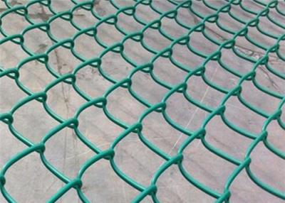 China Pvc Coated Galvanized Chain Link Fence Netting 2 Inches Green Color diamond Hole for sale