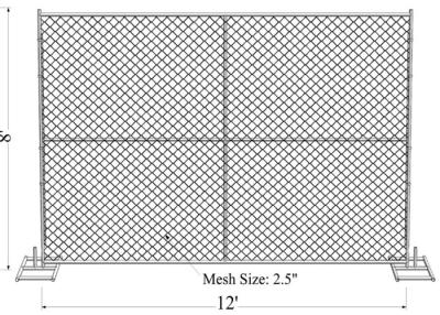 China American Temp Chain Link Fence Fabric 6 Ft X 8 Ft Perimeter Patrol Panels for sale