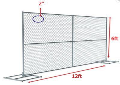 China Chain Link Temporary Security Fencing Fabric Hot Dip Galvanized 6 Feet X 12 Feet for sale