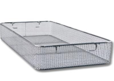 China Medical Rectangular Sterilized Stainless Steel Mesh Basket With Handles for sale