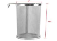 China 300 Micron 10x25.5cm Stainless Steel Strainer Basket For Brew Kettle for sale