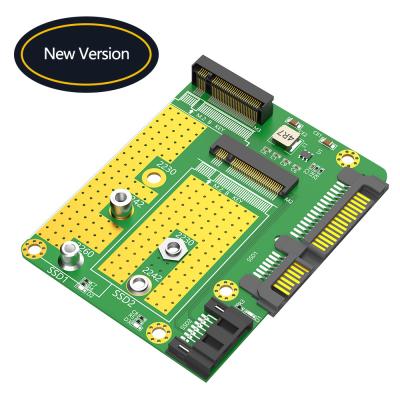 China SATA 3.0 22PIN to Dual M.2 NGFF Key B B+M SATA SSD Adapter Converter Card with 7Pin Cable for sale