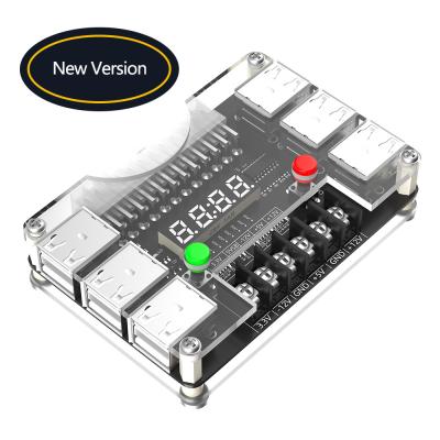 China 12 Port USB ATX Power Supply Breakout Adapter Board with 3.3V 5V 12V Output and Acrylic Case for sale