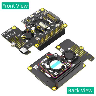 China 3-in-1 M.2 NVMe SSD to PCI-E Adapter for Raspberry Pi 5 with Dual Cooling Fans and PCIe Gen3 Support for sale