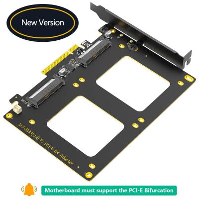 China Dual U.2 SSD to PCIe 4.0 X8 Adapter - 64Gbps Transfer Speed with Dual SFF-8639 Slots for sale