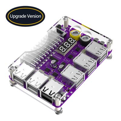 China ATX 24-Pin Power Supply Breakout Board with 12 USB Ports, QC 2.0/3.0 Fast Charging and 3-Digit LED Voltage Display for sale