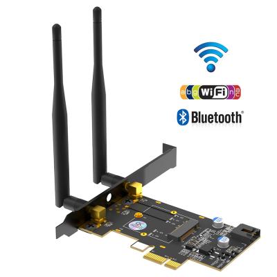 China NGFF M.2 Key A to PCIe X1 Adapter for WiFi & Bluetooth Cards with 5dBi Antennas and Dual Brackets for sale
