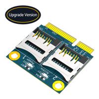 China Dual TF Micro SD Card to Mini PCI-E Reader Adapter with 1.8V USB 2.0 Interface and Half-Size Bracket for sale