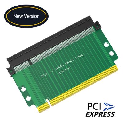 China PCI-Express 4.0 x16 Riser Card with 60mm Height Extension - 98x60.4mm Green PCB for Component Clearance for sale