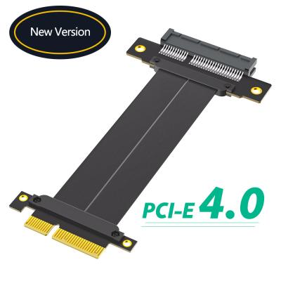 China PCIe 4.0 4X Extension Cable 14cm Dual Vertical 90 Degree for PCI-E 4X Riser for sale