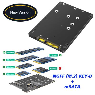 China 2-in-1 M.2 B Key mSATA to 2.5 SATA3 Adapter with Plastic Enclosure - Supports 2230/2242/2260/2280 SSDs for sale