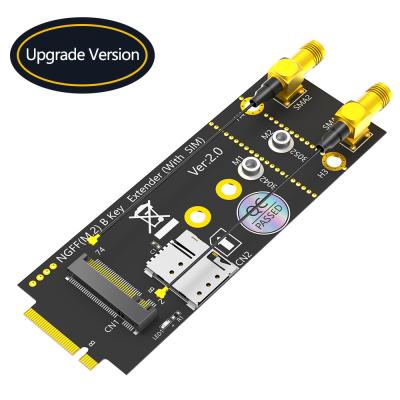 China M.2 NGFF Key B Adapter with Nano SIM Slot and Dual Antenna for 4G/5G Modules - 95.3x22.7mm for sale