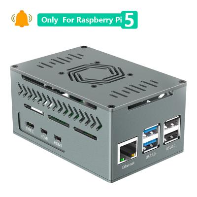China Raspberry Pi 5 Aluminum Case with 40mm PWM Fan and Copper Heatsinks for 4GB/8GB Models for sale