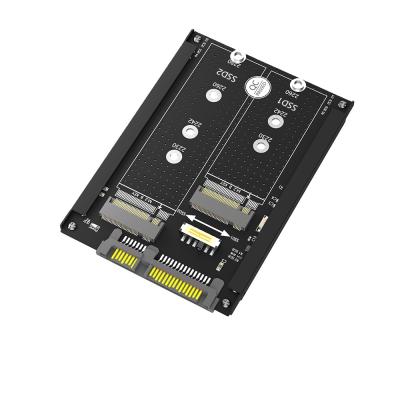 China Dual M.2 B Key B&M Key SSD to 2.5 Inch SATA III Adapter with Frame Bracket for 2230 2242 2260 2280 for sale