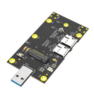 China NGFF M.2 to USB 3.0 Adapter with Dual NANO SIM Slot for 3G 4G 5G Module for sale