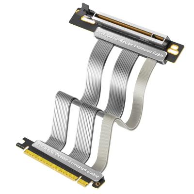 China PCI-E 5.0 16X Riser Cable with Anti-electromagnetic Interference and Flexible 90 Degree GPU Extension for sale