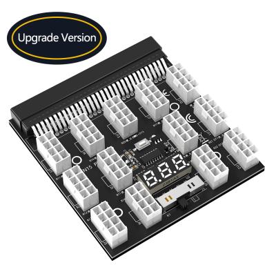 China ATX Power Supply Breakout Board 1200W 13x 6/8Pin with Digital Temperature and LED Voltage Display for Mining for sale