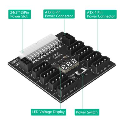 China ATX Power Supply Breakout Board 4 Pin 6 Pin Connector LED Voltage Display for CHIA Mining 800W for sale