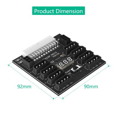 China ATX Power Supply Breakout Board 1200W 13x 6/8Pin with Digital Temperature and Voltage Display for Mining for sale