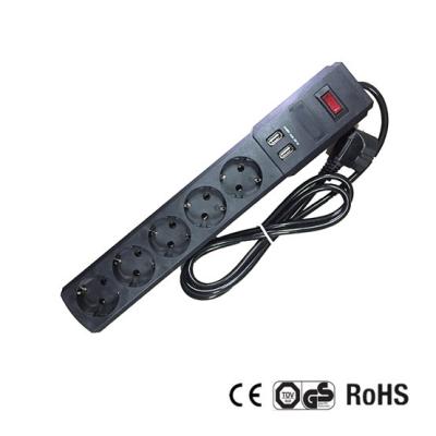 China Germany Type Extension Socket With 1.5m Wire, With Switch and USB Charger CE/GS Certificate for sale
