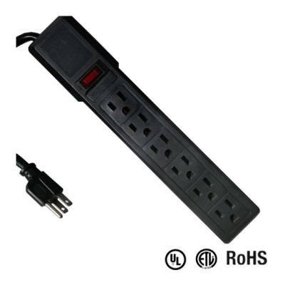 China 6 outlet black UL and CUL Tested Power Strip 1.5ft 3*14AWG Cord with Switch, Surge Protector for sale