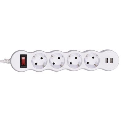 China 4 outlet CE GS Tested Power Strip 1.5m Cord with Switch, 2USB, Surge Protector for sale