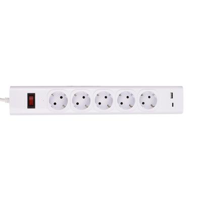 China 5 outlet CE GS Tested Power Strip 1.5m Cord with Switch, USB, Surge Protector for sale