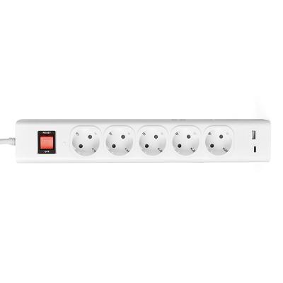 China 5 outlet CE GS Tested Power Strip 1.5m Cord with Switch, USB, Surge Protector for sale